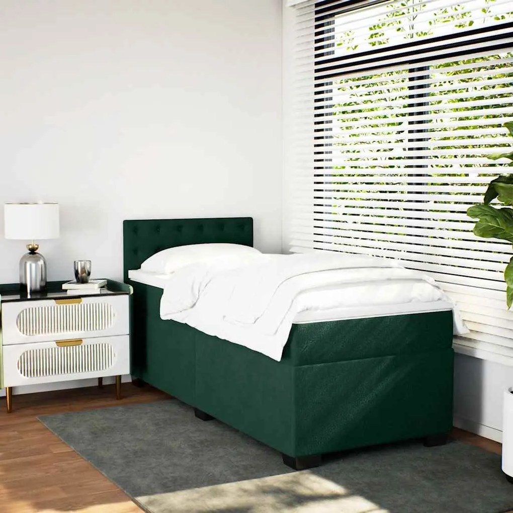 Box spring postel s matrací tmavě zelená 100x200 cm samet 3288549