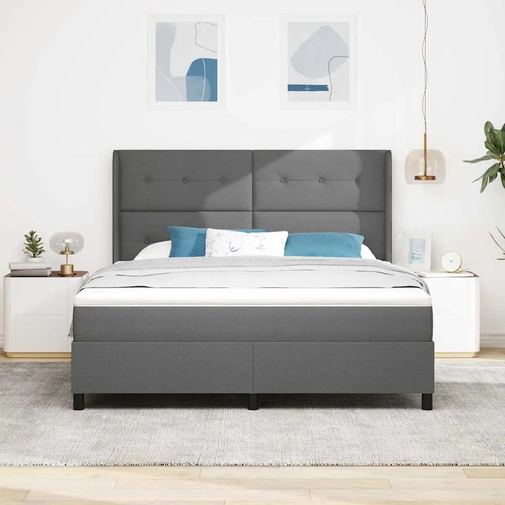 Postel s boxspringem s polštářem Tmavě šedá 200 x 180 cm textil 3341659