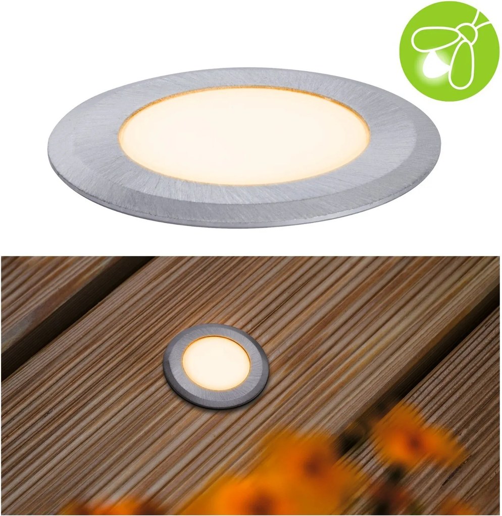 P 94726 LED zemní svítidlo zlaté světlo neláká hmyz IP67 kruhové 50mm 2200K 2,2W 230V hliník umělá hmota/kov - PAULMANN