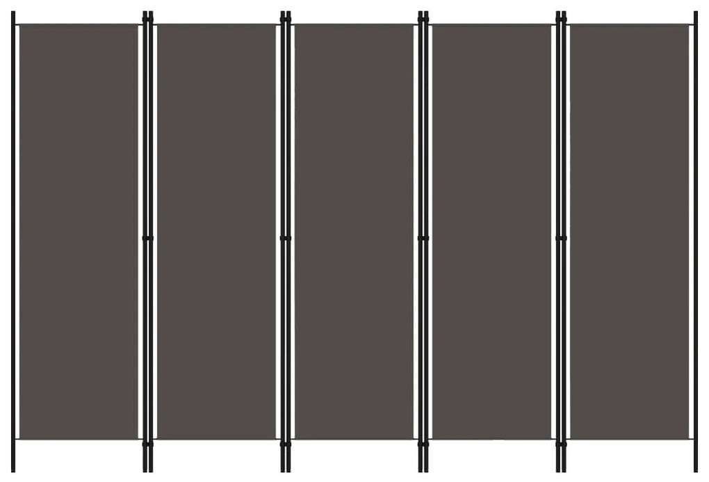 5dílný paraván antracitový 250 x 180 cm 320725
