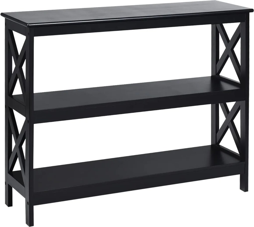 Costway Konzolový stolek průmyslový design s předsíň – 100 × 33 × 80 cm, černý