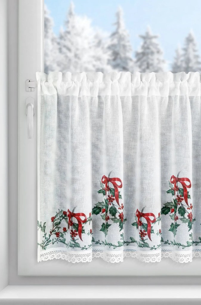 KRÁTKÁ VÁNOČNÍ ZÁCLONA NA PÁSCE XMAS7 150X60 CM VZOROVANÁ