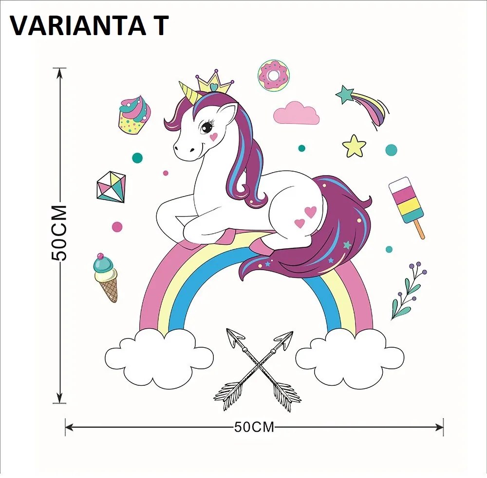 Samolepky na zeď - jednorožci, více variant Varianta: Varianta T