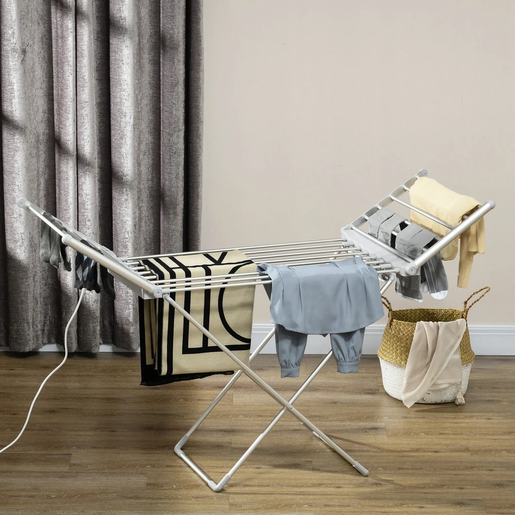 HOMCOM Sušák na prádlo s tepelnou funkcí, 45-55 ℃, skládací, 144L x 53B x 96V cm