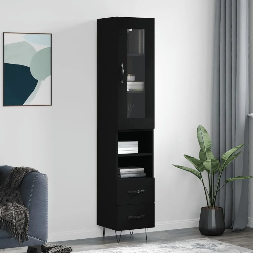 vidaXL Skříň highboard 34,5 x 34 x 180 cm kompozitní dřevo [3199331] Barva: kouřový dub