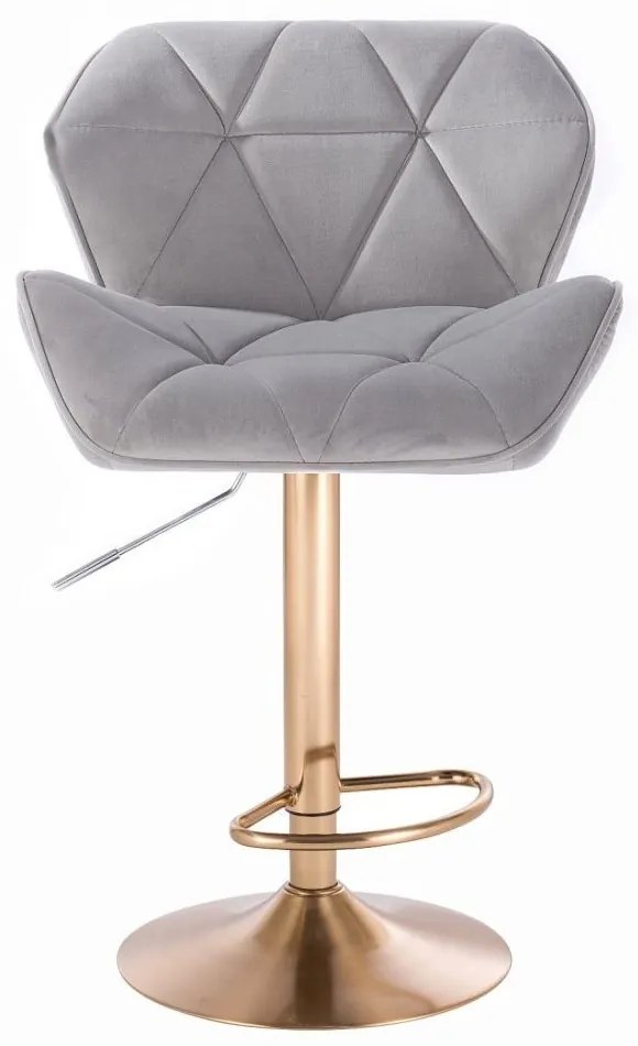 LuxuryForm DESIGN Barová židle MILANO VELUR na zlaté kulaté podstavě - světle šedá
