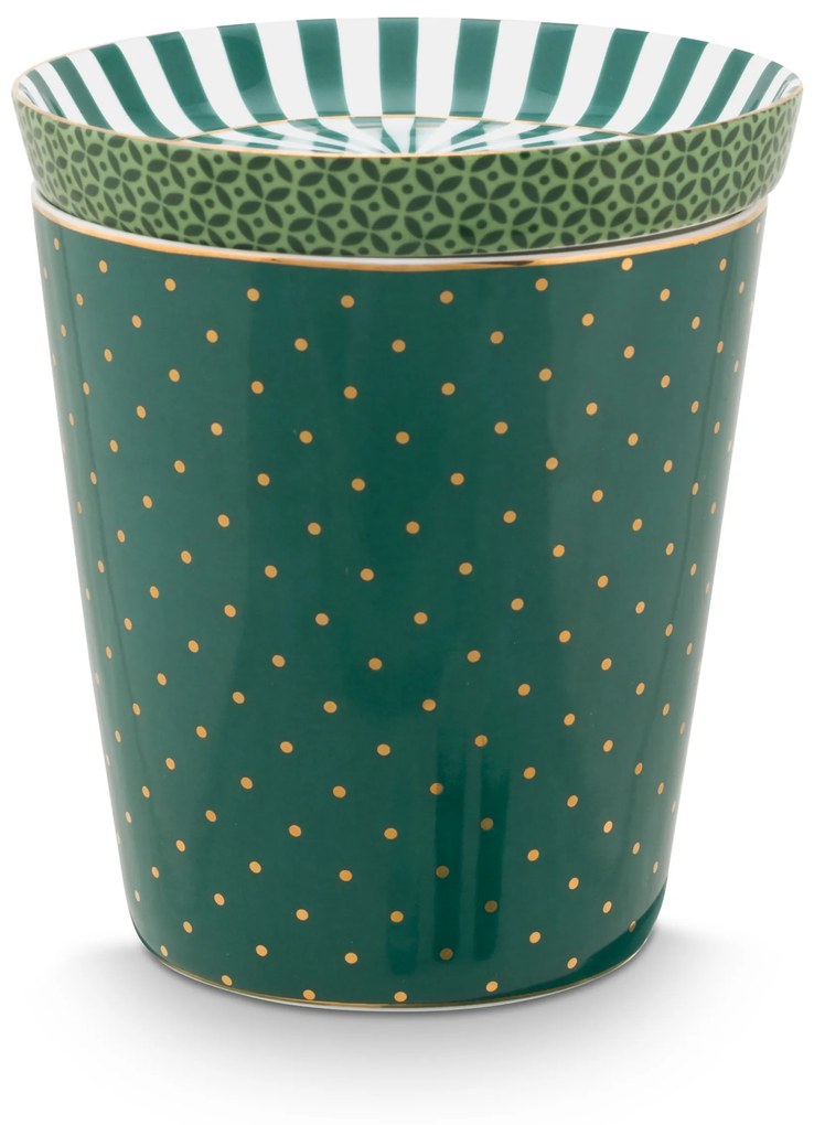 Pip Studio Royal Dots hrnek bez ucha s odkládacím táckem 270ml, zelený