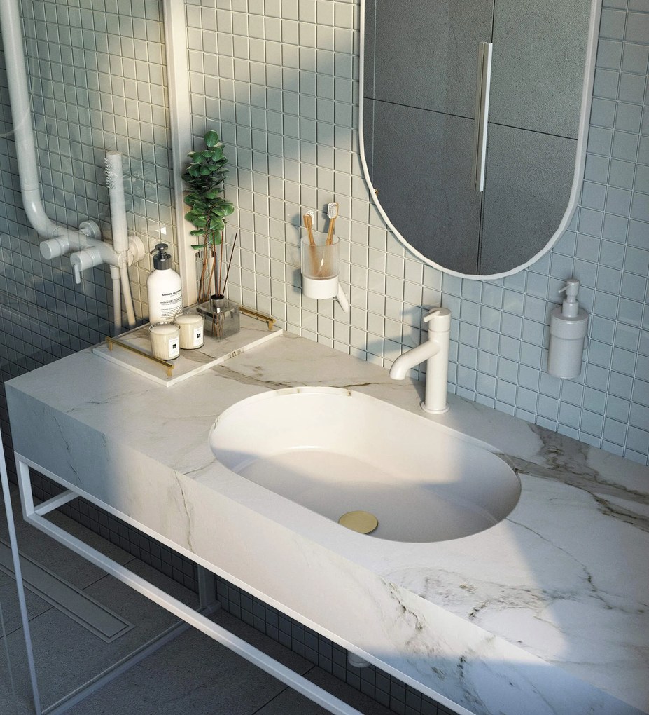 Deante Granite washbasin, undermount/inset, oval