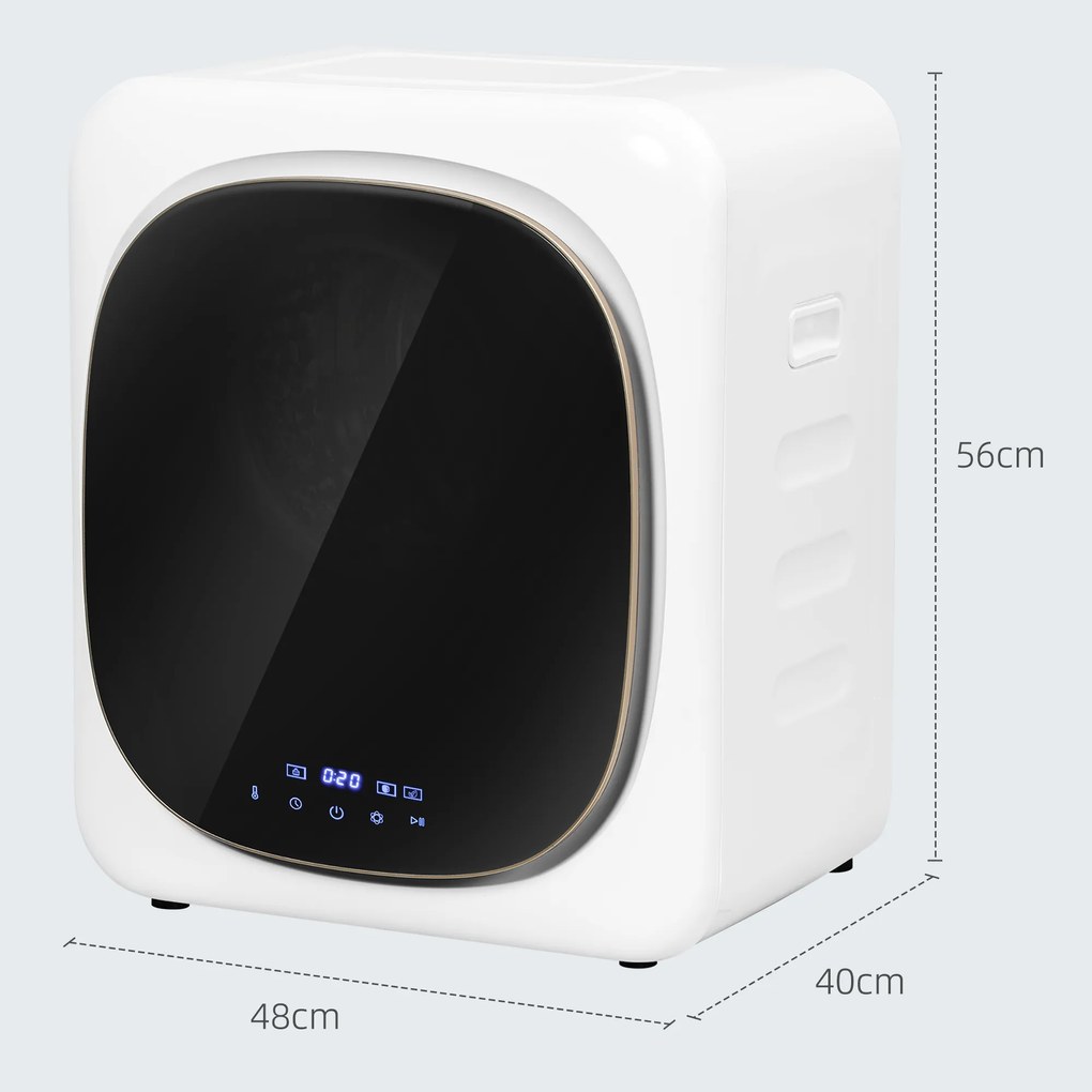 HOMCOM Sušička vzduchu s odsáváním 4 kg prádla, s dezinfekcí, dezodorizací, inteligentní režim, sušička s nerezovým zásobníkem, přední plnění, pro by…