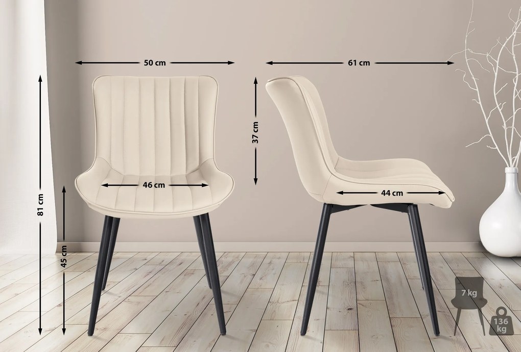 Židle Largo umělá kůže – krémová