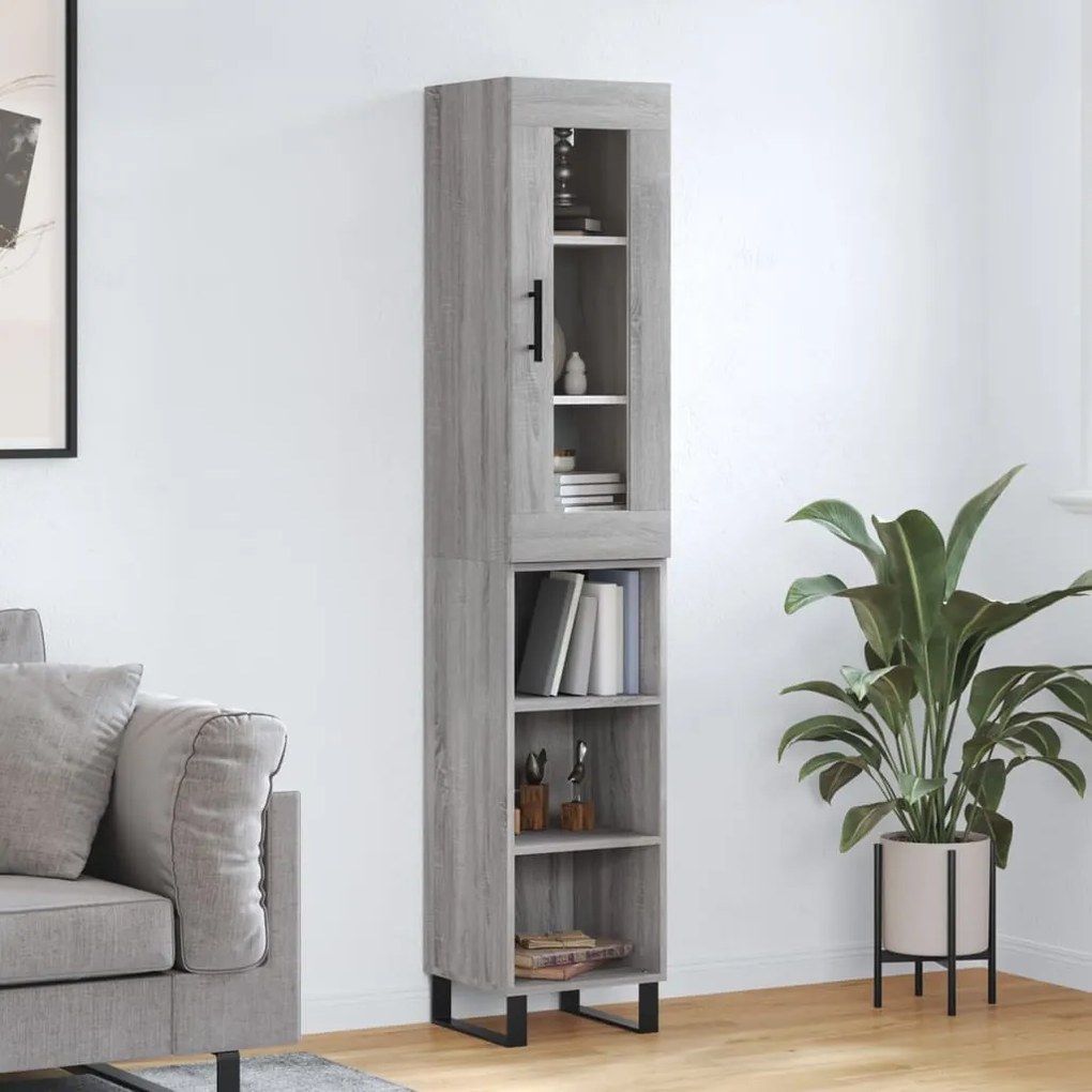 Skříň highboard šedá sonoma 34,5 x 34 x 180 cm kompozitní dřevo