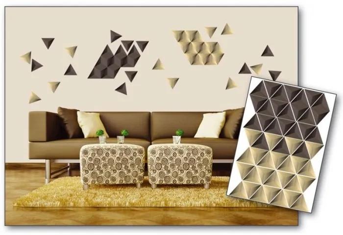 ST1 023 Samolepicí dekorace na zeď - Trojúhelníky | 50x 70 cm | béžová, hnědá
