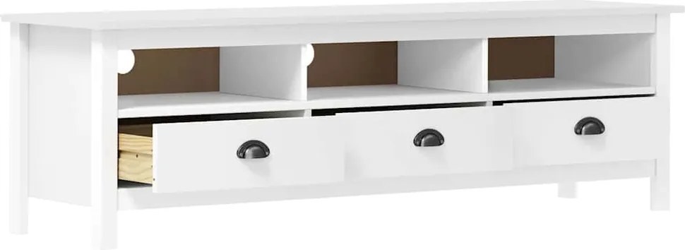 TV stolek Hill bílý 158 x 40 x 47 cm masivní borové dřevo 288928