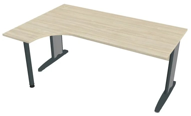 Stůl ergo oblouk pravý 180×120/80 cm - Hobis Cross CE 1800 P Dekor stolové desky: akát, Dekor lamino podnože: akát, Barva nohou: černá