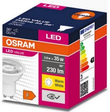 LED žárovka GU10 PAR16 OSRAM VALUE 2,8W (35W) teplá bílá (2700K), reflektor 36°