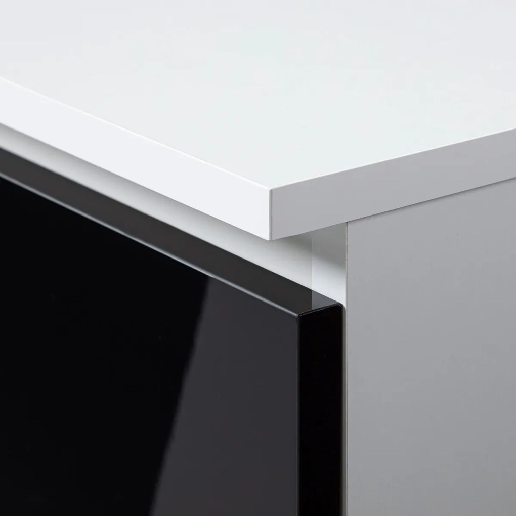 Rohový psací stůl B16 124 cm bílý/černý levý