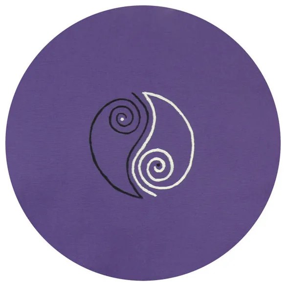S radostí - vlastní výroba Meditační polštář malovaný jin - jang fialový Velikost: ∅30 x v12 cm