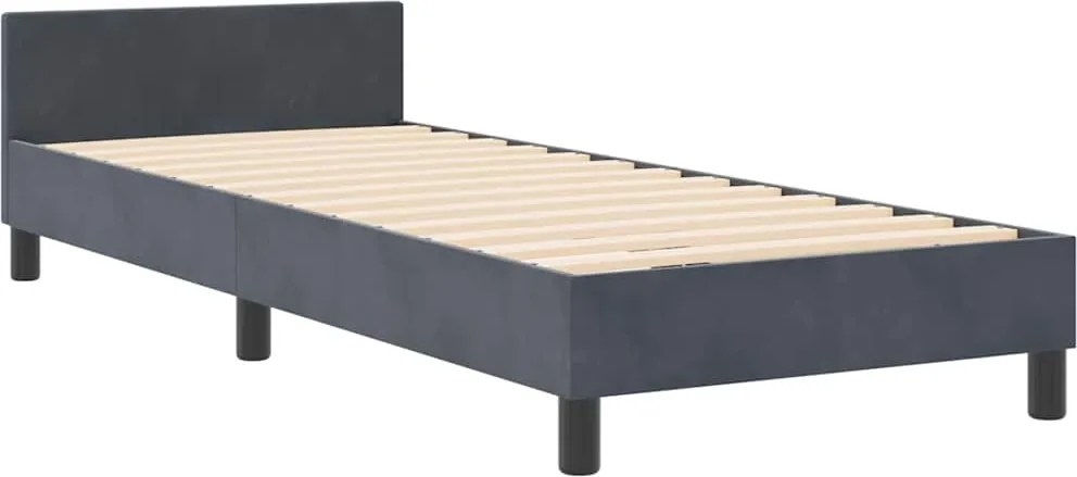 Postel s boxspringem s čelo Tmavě šedá 80 x 200 cm samet 3344838