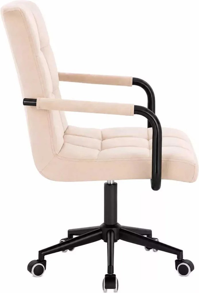 LuxuryForm DESIGN Otočná židle VERONA BLACK VELUR na černé podstavě s kolečky - krémová