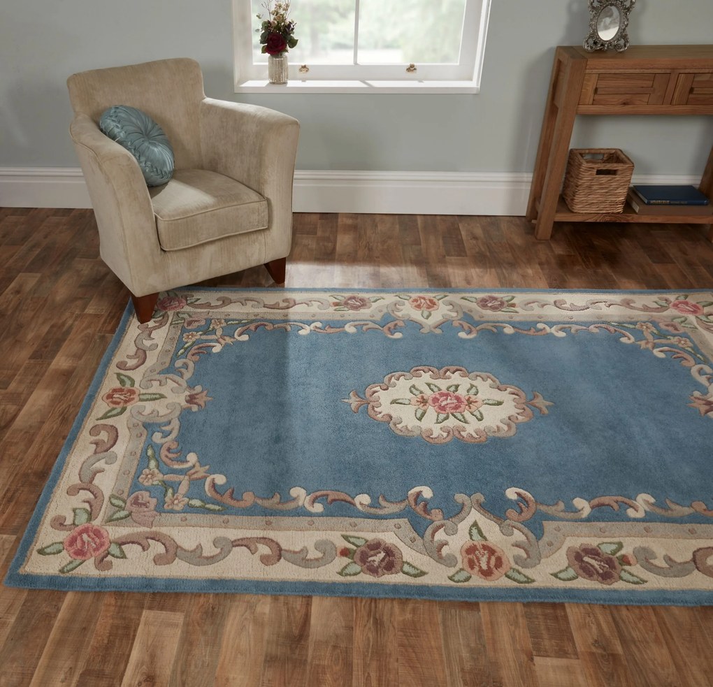 Flair Rugs, Ručně všívaný kusový koberec Lotus premium Blue, 120x180, modrá, chodba / předsíň