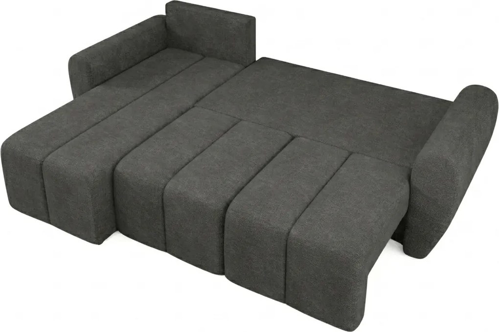 Rozkládací oboustranná sedací souprava do L SEVIO 246x145 cm, tmavě šedá + 2 polštářky ZDARMA