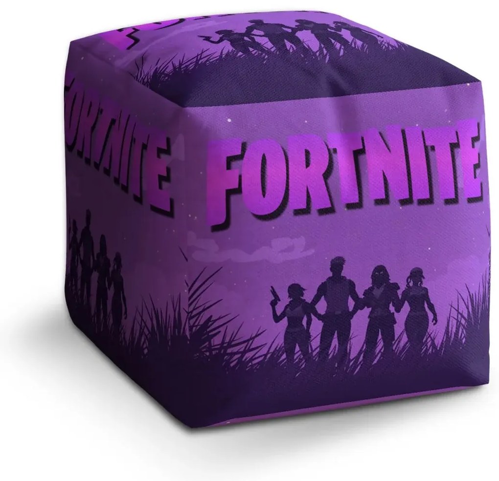Sablio Taburet Cube FORTNITE Fialová silueta: 40x40x40 cm