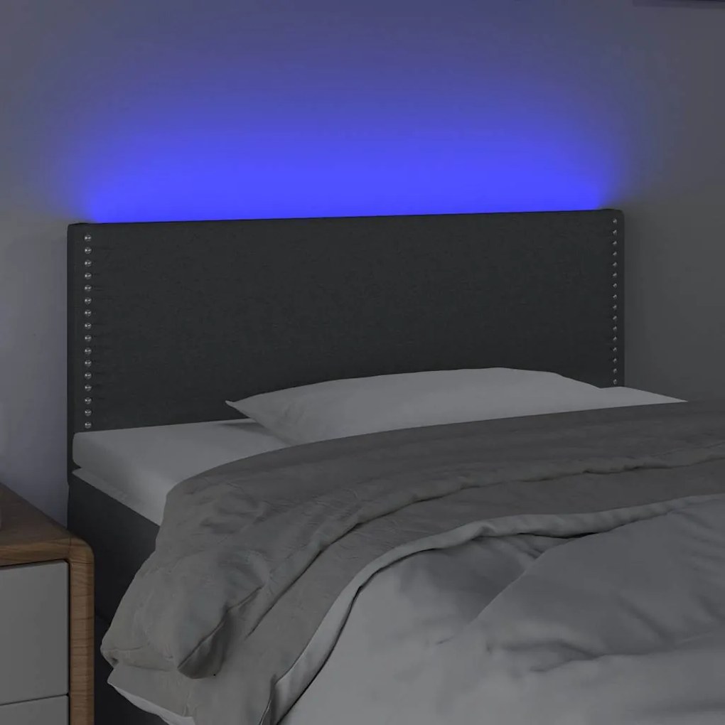 Čelo postele s LED tmavě šedé 80 x 5 x 78/88 cm textil 3121447