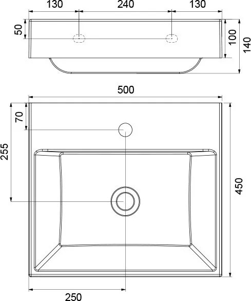 Ravak Natural 500 50 x 45 cm XJO01250000 umyvadlo bez přepadu s otvorem