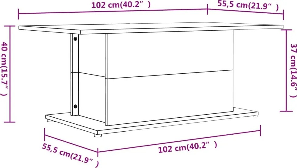 vidaXL Konferenční stolek 102 x 55,5 x 40 cm kompozitní dřevo [810310] Barva: hnědý dub