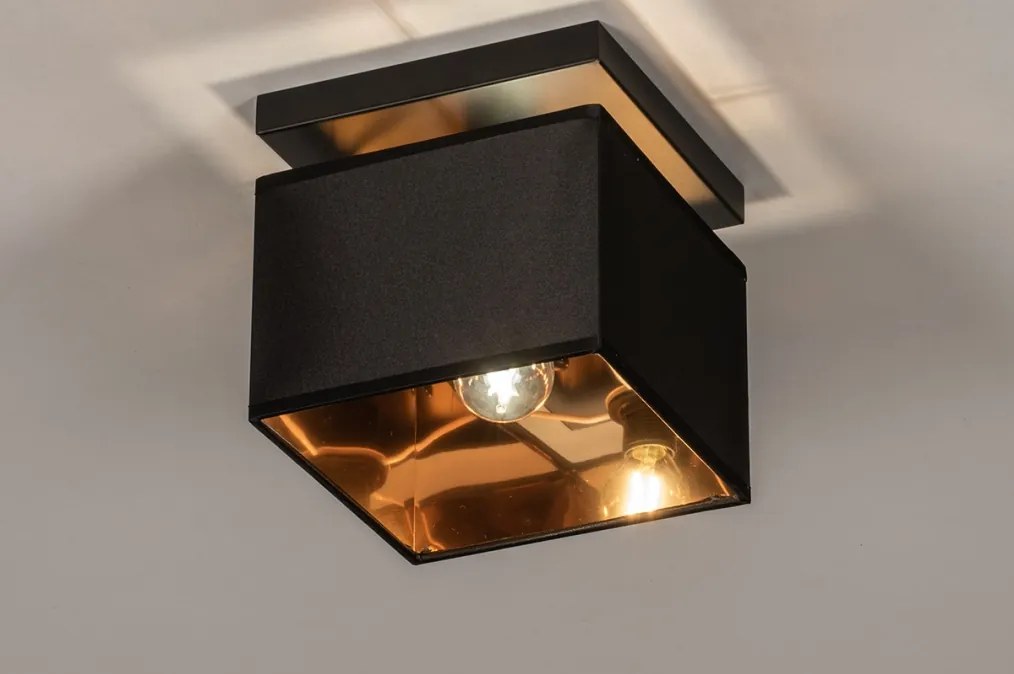Stropní designové černé svítidlo do ložnice Anders Black and Gold I