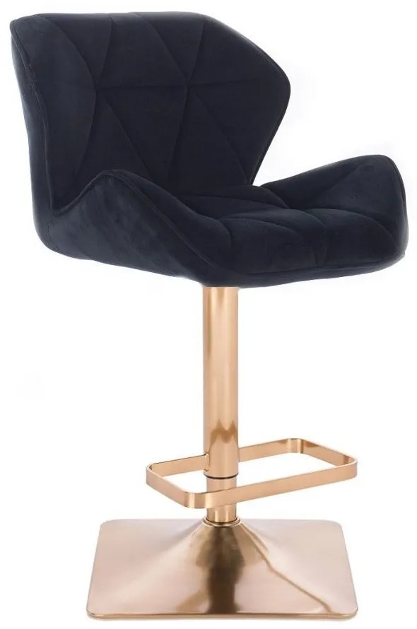 LuxuryForm DESIGN Barová židle MILANO VELUR na zlaté hranaté podstavě - černá
