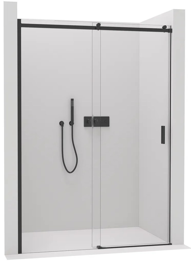 CERANO - Sprchové posuvné dveře Santoro L/P - černá matná, transparentní sklo - 120x195 cm
