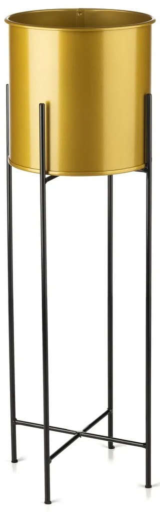 KOVOVÝ KVĚTINÁČ SE STOJÁNEM GLAMOUR 75X24 CM ZLATÁ/ČERNÁ