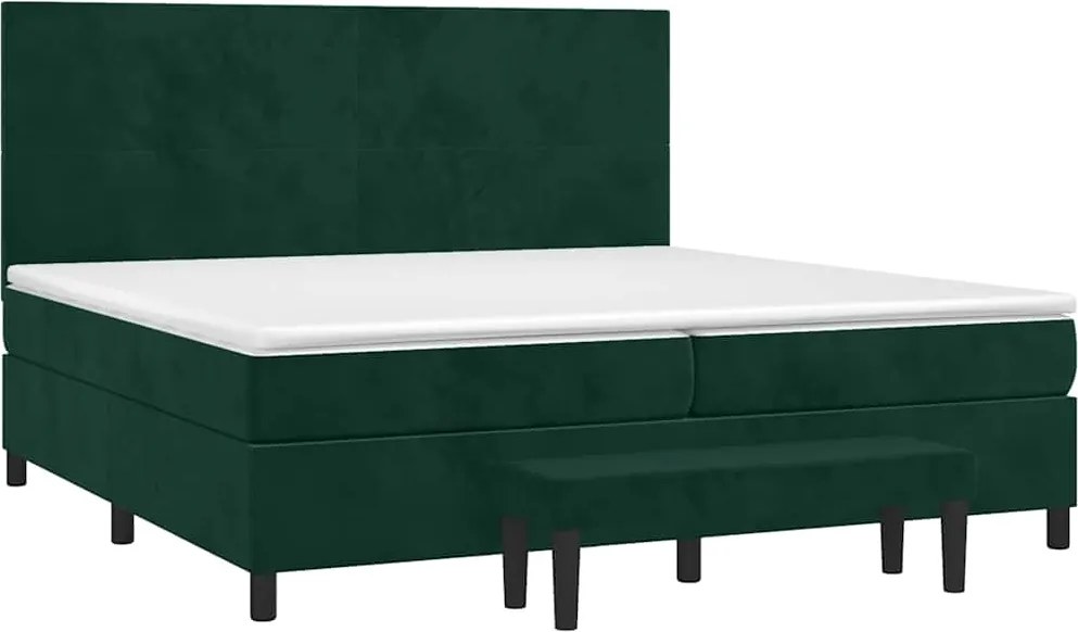 Box spring postel s matrací tmavě zelená 200x200 cm samet 3137746