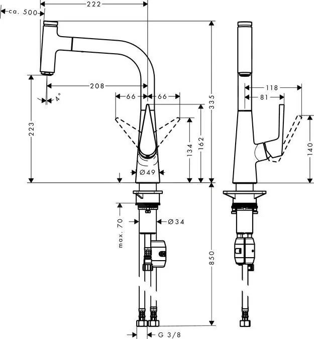 Hansgrohe Talis Select M51, dřezová baterie s výsuvnou koncovkou, chromová, 72822000