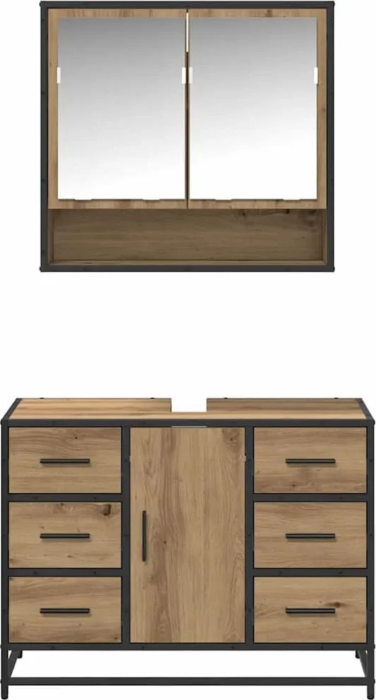 Sada koupelnového nábytku 2 ks Artisanový dub 80 x 33 x 60 cm 3402427