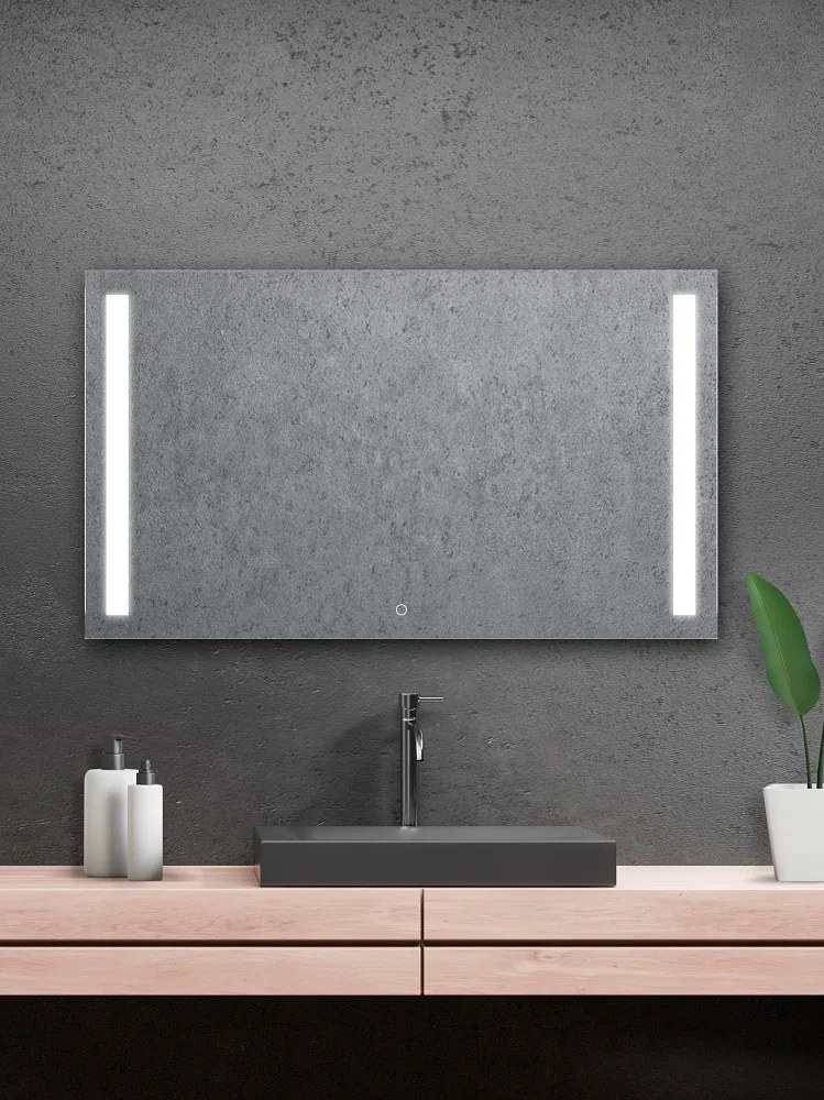Zrcadlo na zeď chodbu do pokoje ložnice koupelny předsíně LUMINA SENZOR LED - 120 x 70 cm se dvěma  LED podsvícenými pruhy a  s dotykovým sensorem 901-510