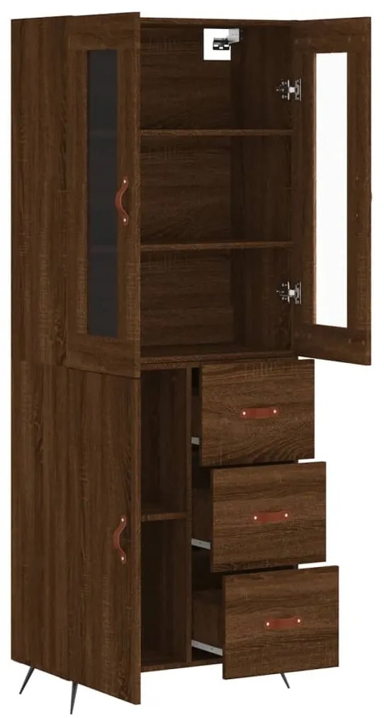 Skříň highboard hnědý dub 69,5 x 34 x 180 cm kompozitní dřevo - Default Title