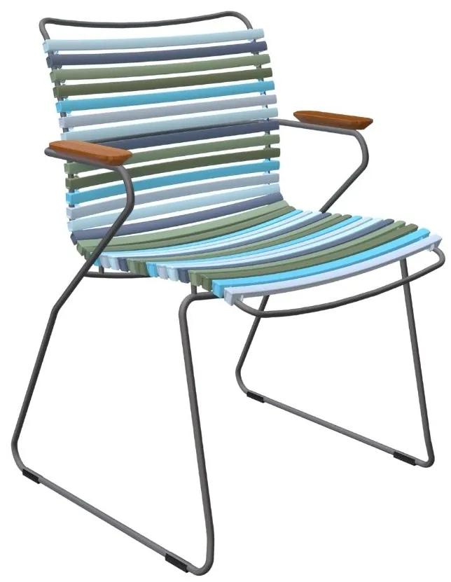 OnaDnes -20% Modrozelená plastová zahradní židle HOUE Click s područkami