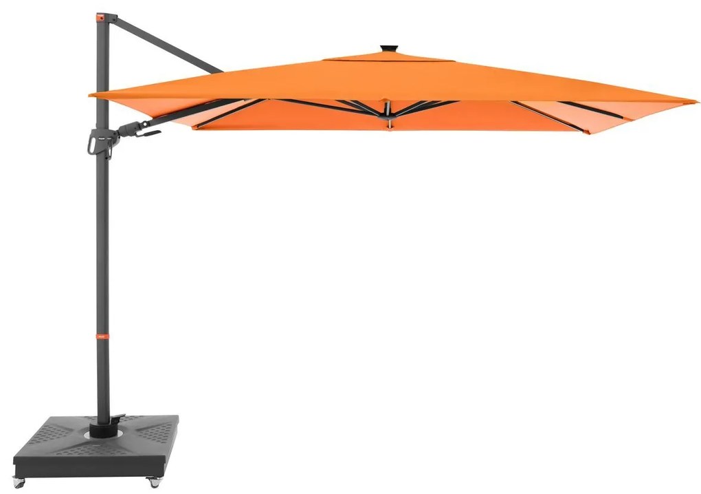 Doppler myZone 220 x 300 cm LED - výkyvný zahradní slunečník s boční tyčí oranžová