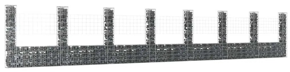Gabionový koš ve tvaru U s 8 sloupky železo 860 x 20 x 150 cm 151288