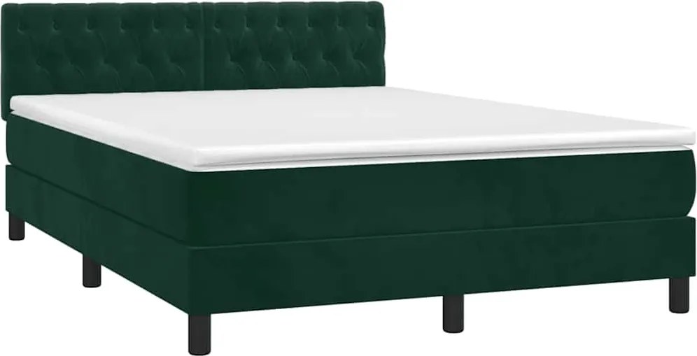 Box spring postel s matrací tmavě zelená 140x190 cm samet 3141482