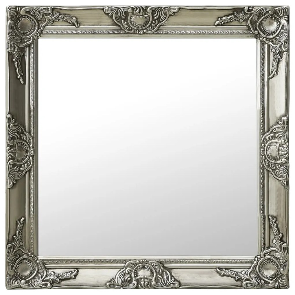 Nástěnné zrcadlo barokní styl 60 x 60 cm stříbrné 320334