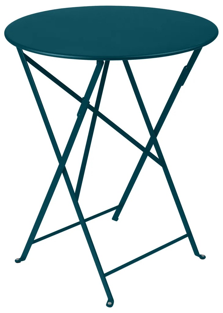 Modrý kovový skládací stůl Fermob Bistro Ø 60 cm