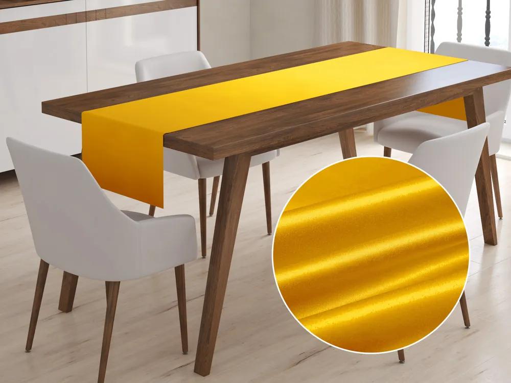 Biante Saténový běhoun na stůl polyesterový Satén LUX-014 Kanárkově žlutý 20x160 cm