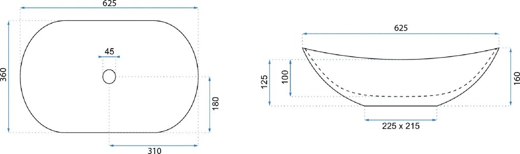 Rea Royal 60 umyvadlo, 62 x 36 cm, napodobenina kamene Granit, REA-U8596