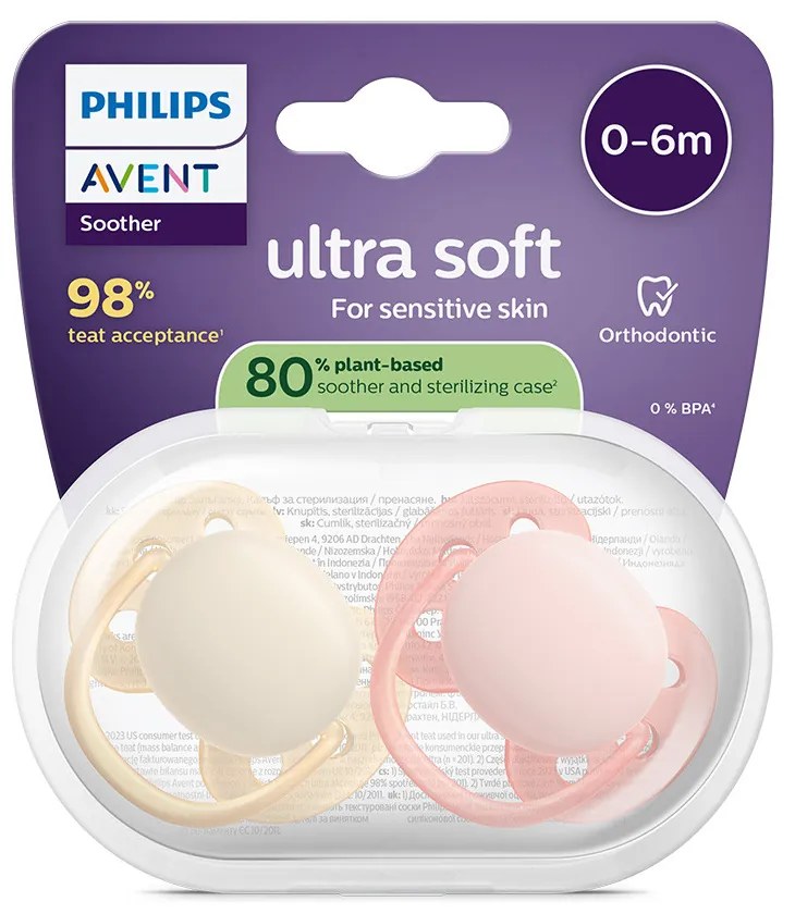 PHILIPS AVENT Šidítko Ultrasoft Premium 0-6 m 2 ks Philips Avent Chlapec