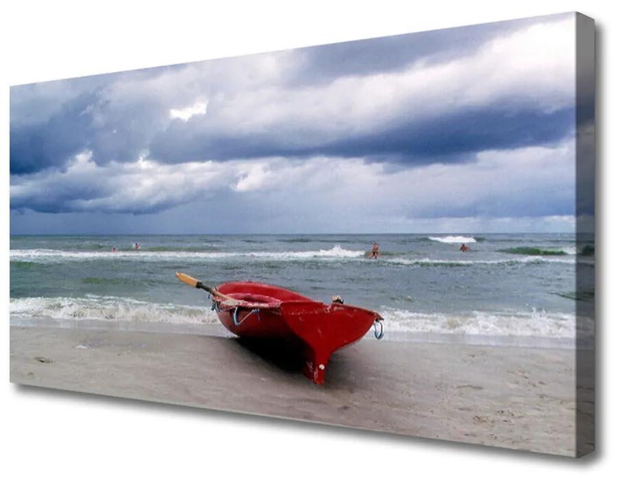 Obraz na plátně Loďka Pláž Moře Krajina 120x60 cm