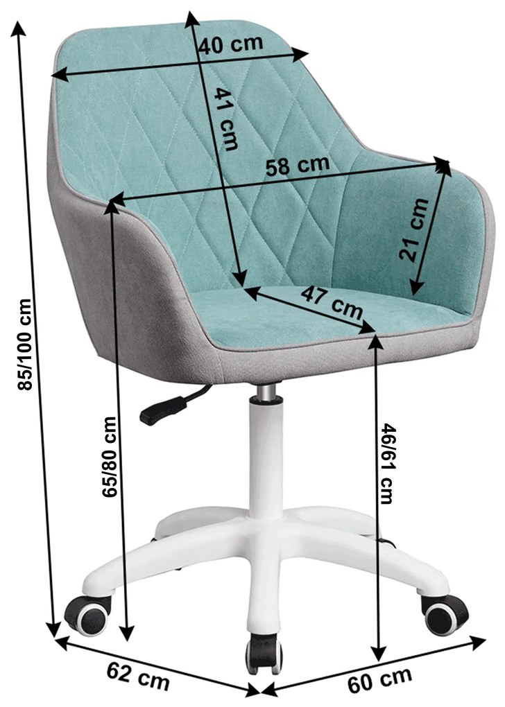 Kondela Kancelářské křeslo, látka mentol/šedá/bílá, SANTY