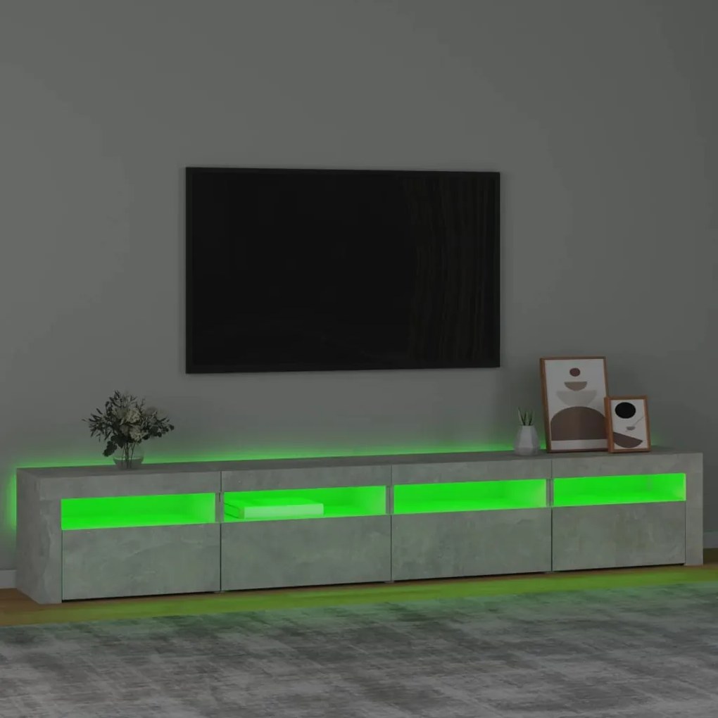 TV skříňka s LED osvětlením betonově šedá 240x35x40 cm 3152765